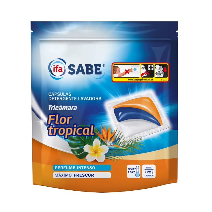 detergente cápsulas flor tropical, 22lav - El Jamón